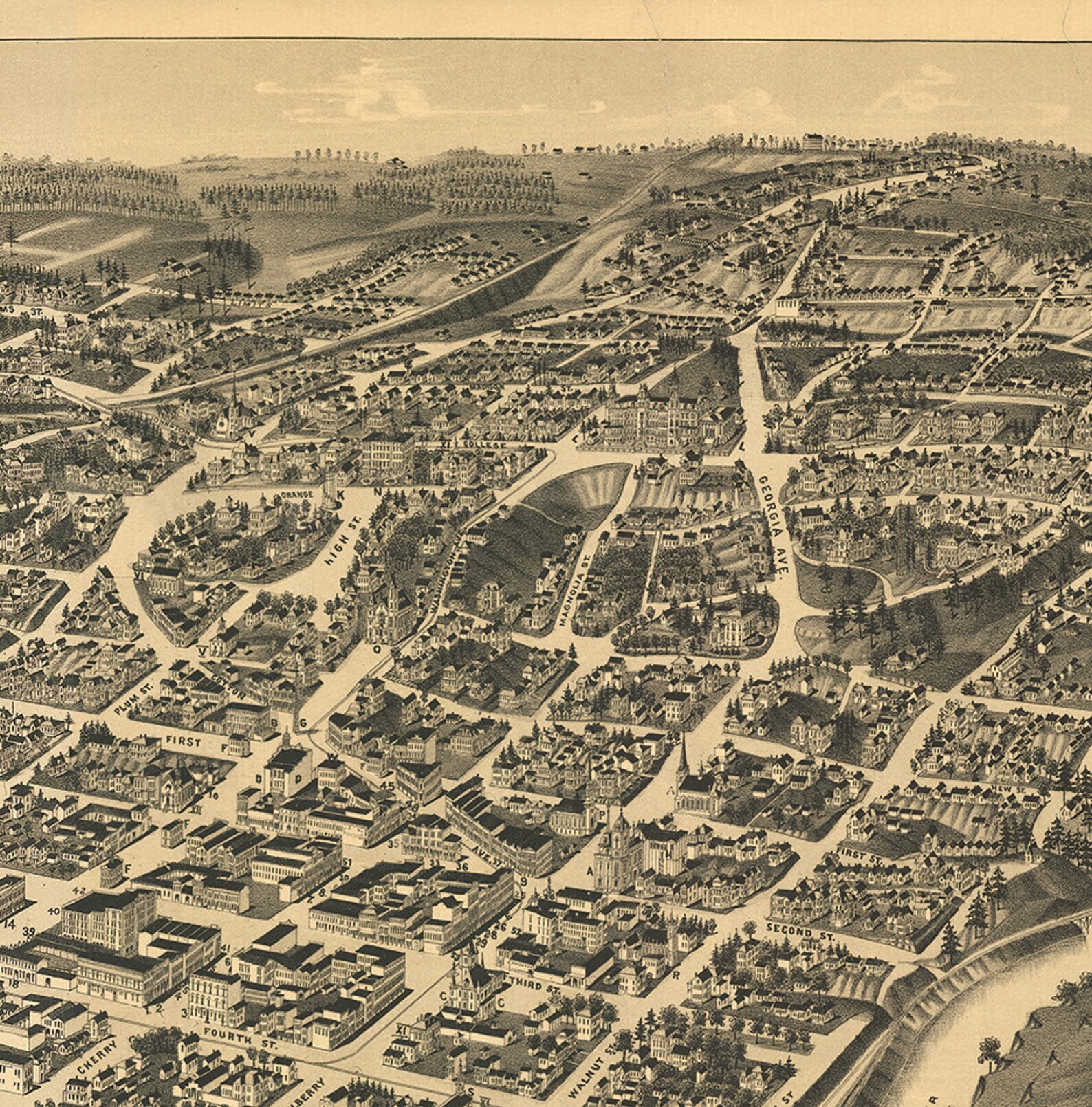 Map of Macon, Georgia. Bibb County 1885. Vintage Restoration Hardware ...