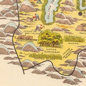 Pictorial Map of Gobernacion De Los Andes. Argentina. Vintage Home Deco ...