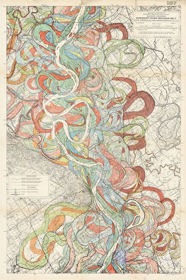Plate 22, Sheet 6 of Fisk's Mississippi River Meander Belt Map ...