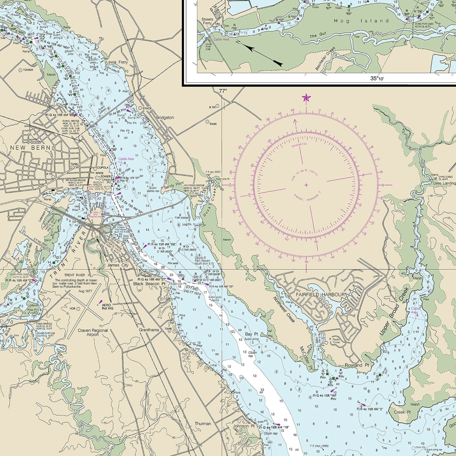 Nautical Charts of Neuse River and Upper Bay River North - Etsy