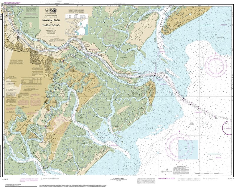 Savannah River & Wassaw Sound Map – Georgia and South Carolina Nautical ...