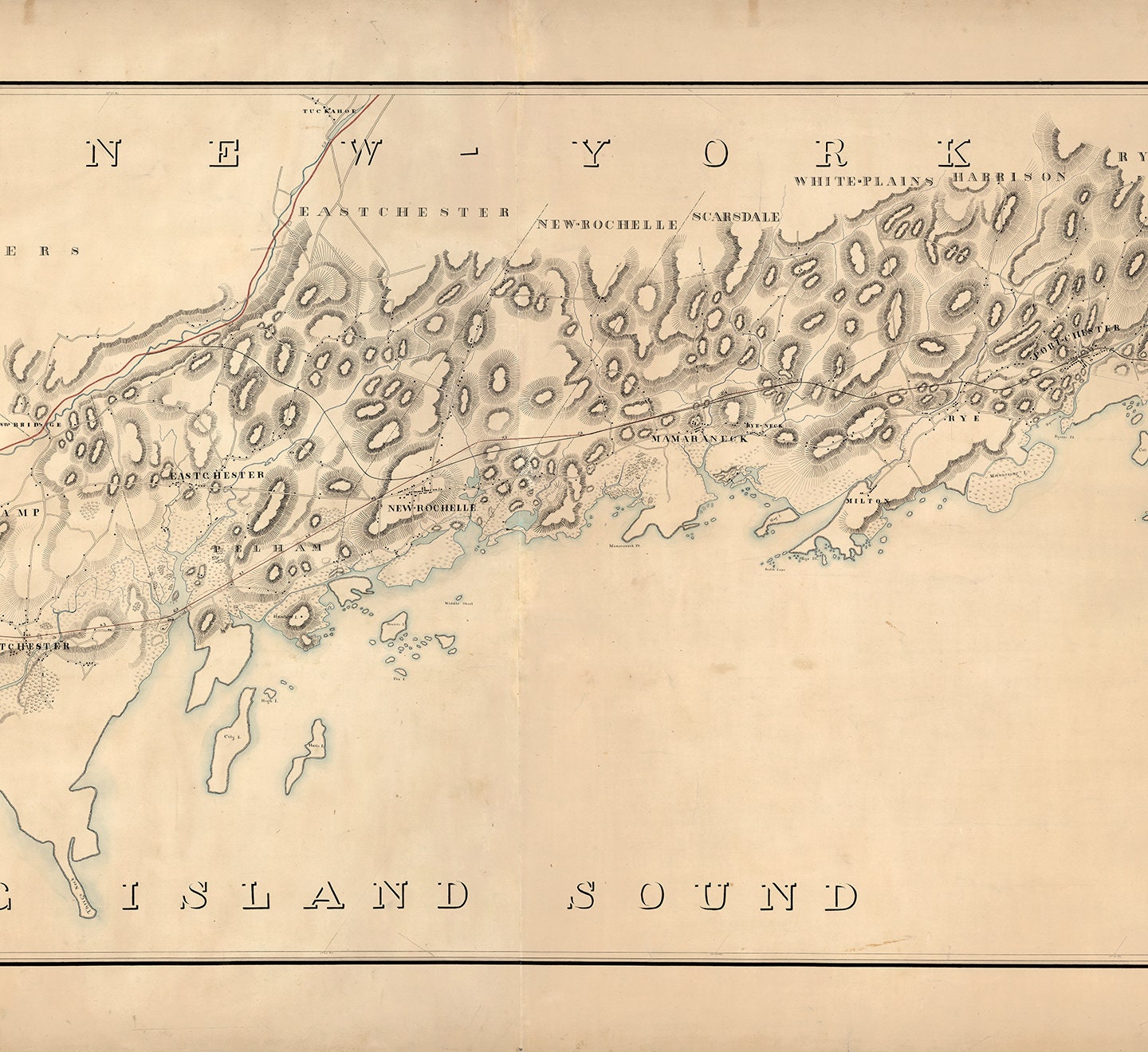 Map of Railroad Line for New York and New Haven Railroad. | Etsy