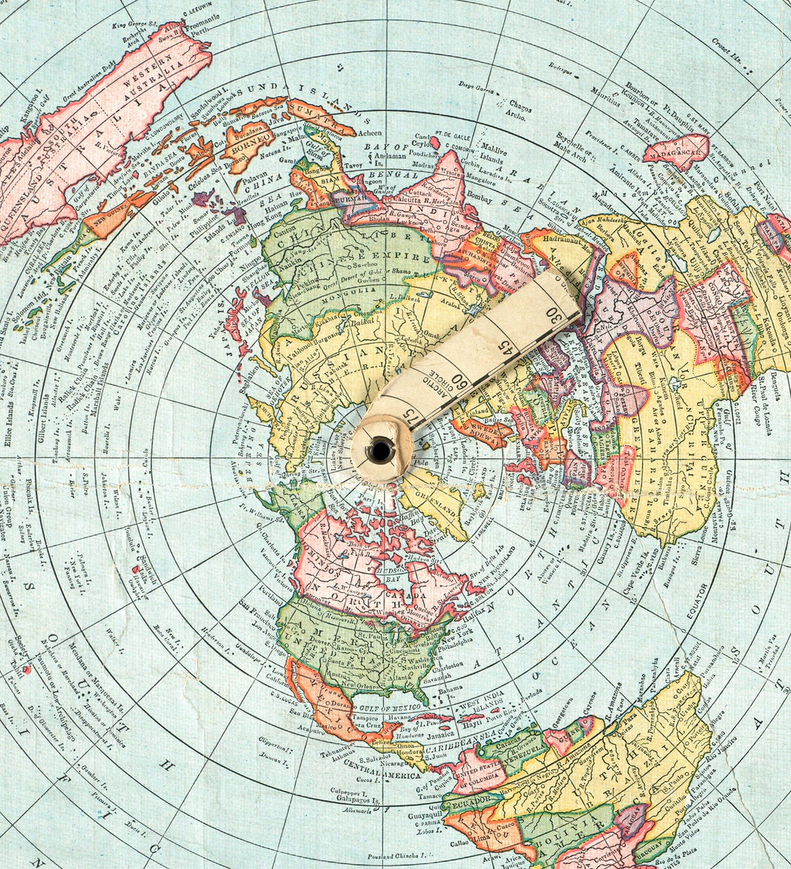 Gleason's New Standard Map of the World, 1892. Vintage Restoration ...