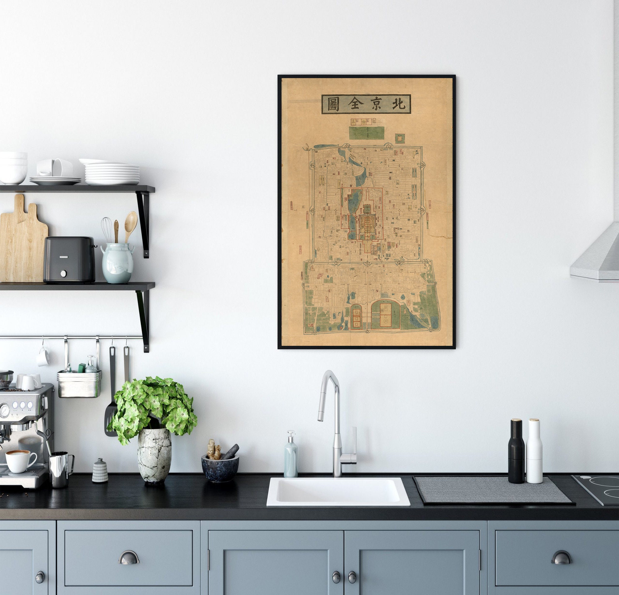 北京全图 Map of Beijing (peking), China 1861. Vintage Wall Art Decor ...