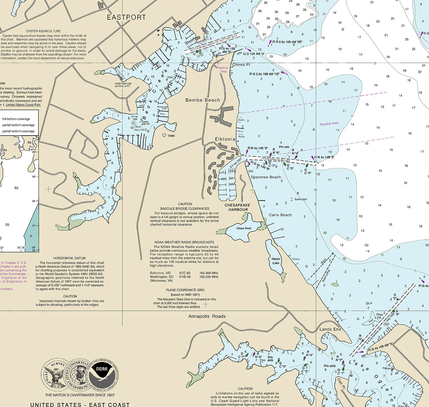 Nautical Charts of Annapolis Harbor Maryland 12283 Bay Ridge - Etsy UK