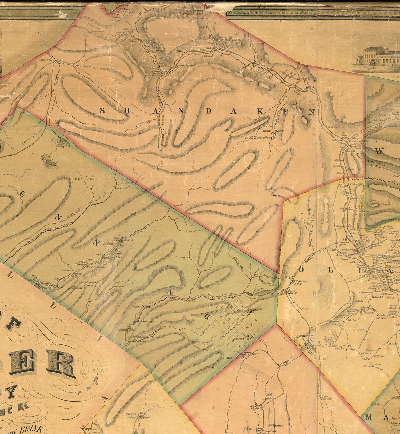 Map of Ulster County New York NY 1854. Vintage Home Style Old - Etsy