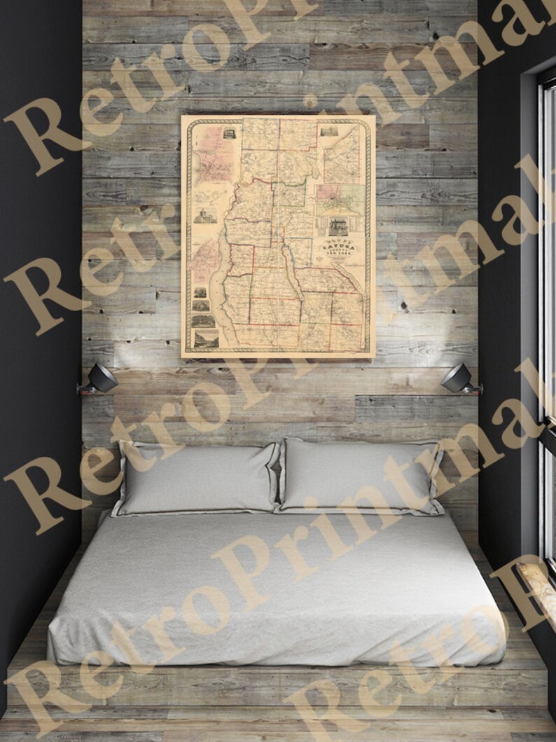 Map of Cayuga County, New York, NY, 1853 Restoration Hardware Home Deco ...