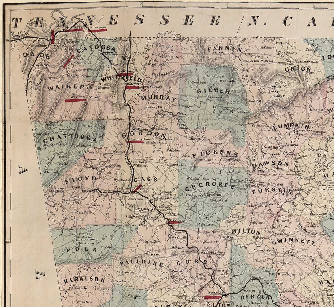 Map of State of Georgia. 1864 Vintage Restoration Hardware | Etsy