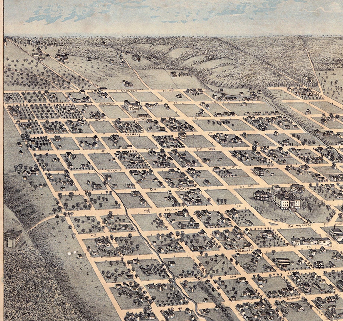 Map of Austin Travis County Texas TX ... 1873s. Vintage - Etsy