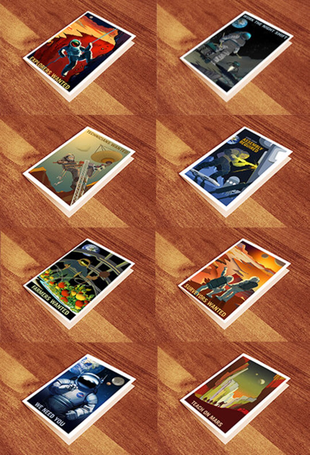 Set of 8 Greeting Cards From Spacex Travel to Mars Retro Style Space - Etsy