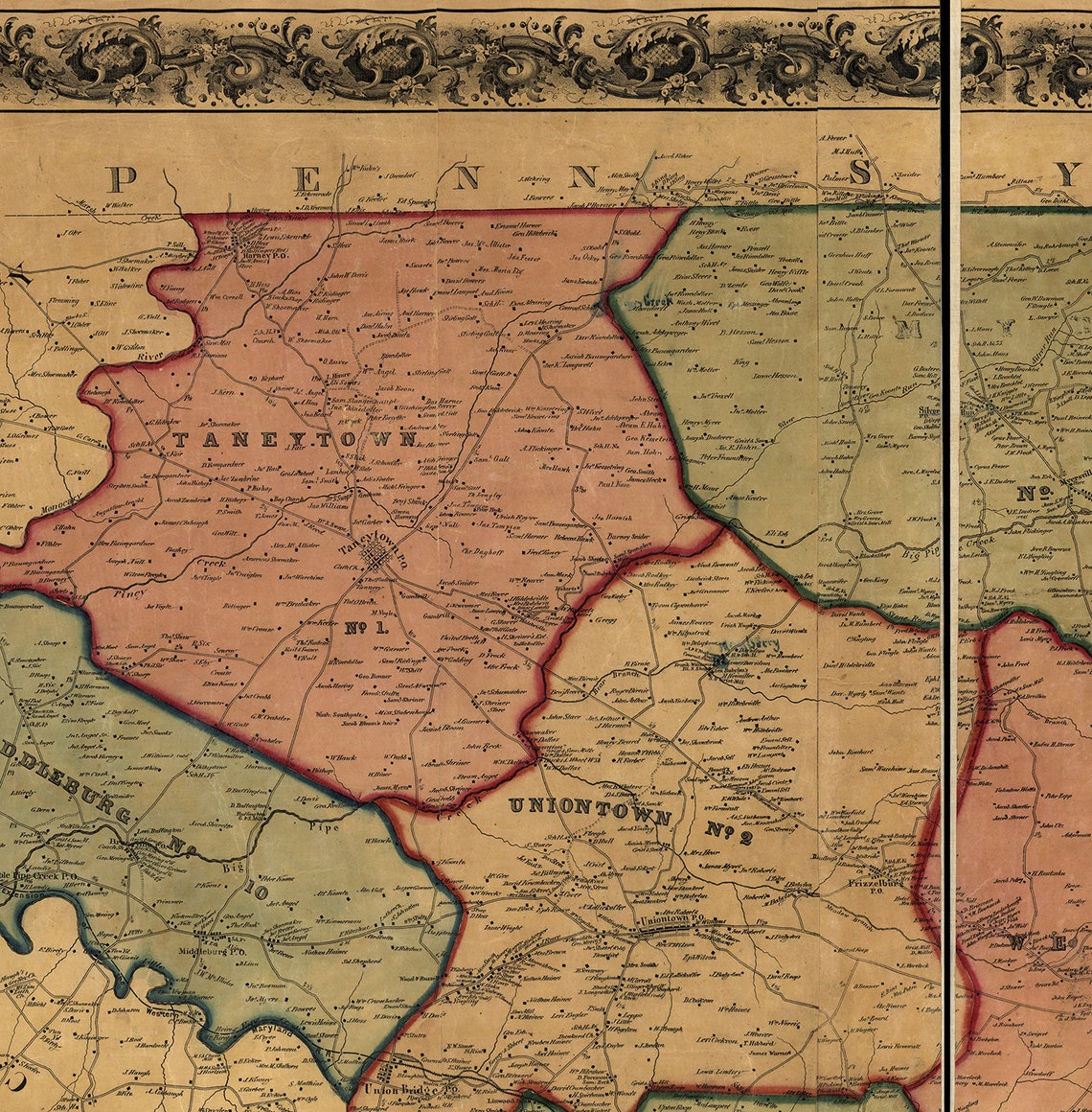 Map of Carroll County Maryland MD. 1862. Vintage - Etsy