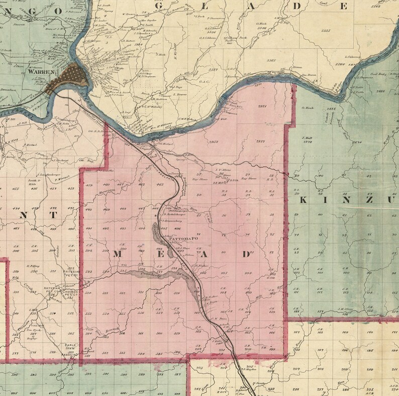 Map of Warren County Pennsylvania. 1865. Vintage Restoration - Etsy