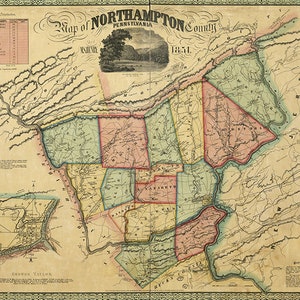 Map of Northampton County., Pennsylvania, PA 1851. Restoration Hardware ...