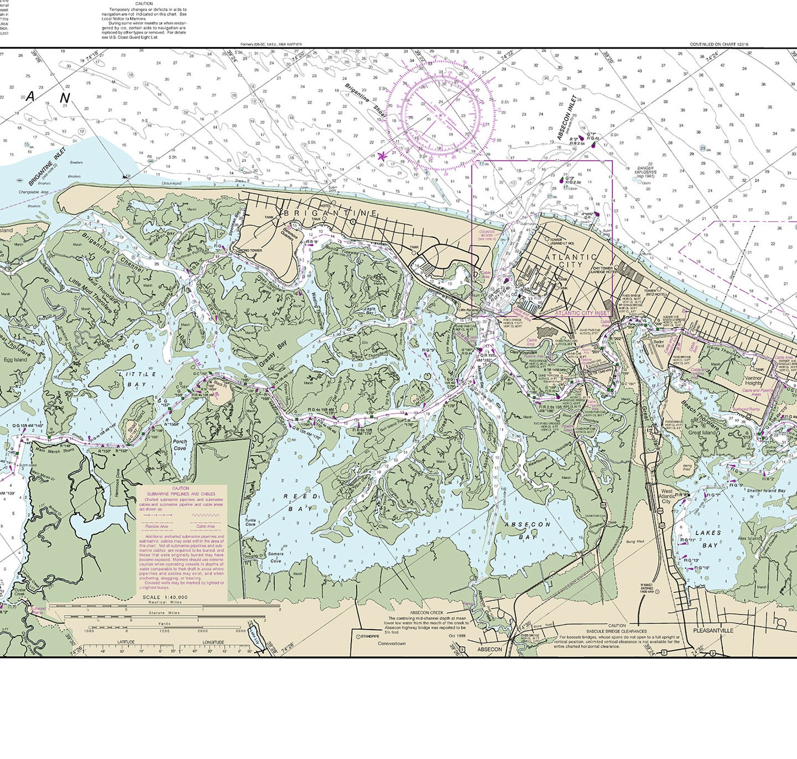 Nautical Charts of Little Egg Harbor to Cape May 12316. Great Bay ...
