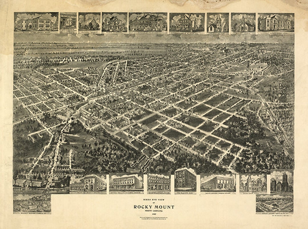 Map of Rocky Mount, Edgecombe and Nash Co. North Carolina N.C. 1907 ...
