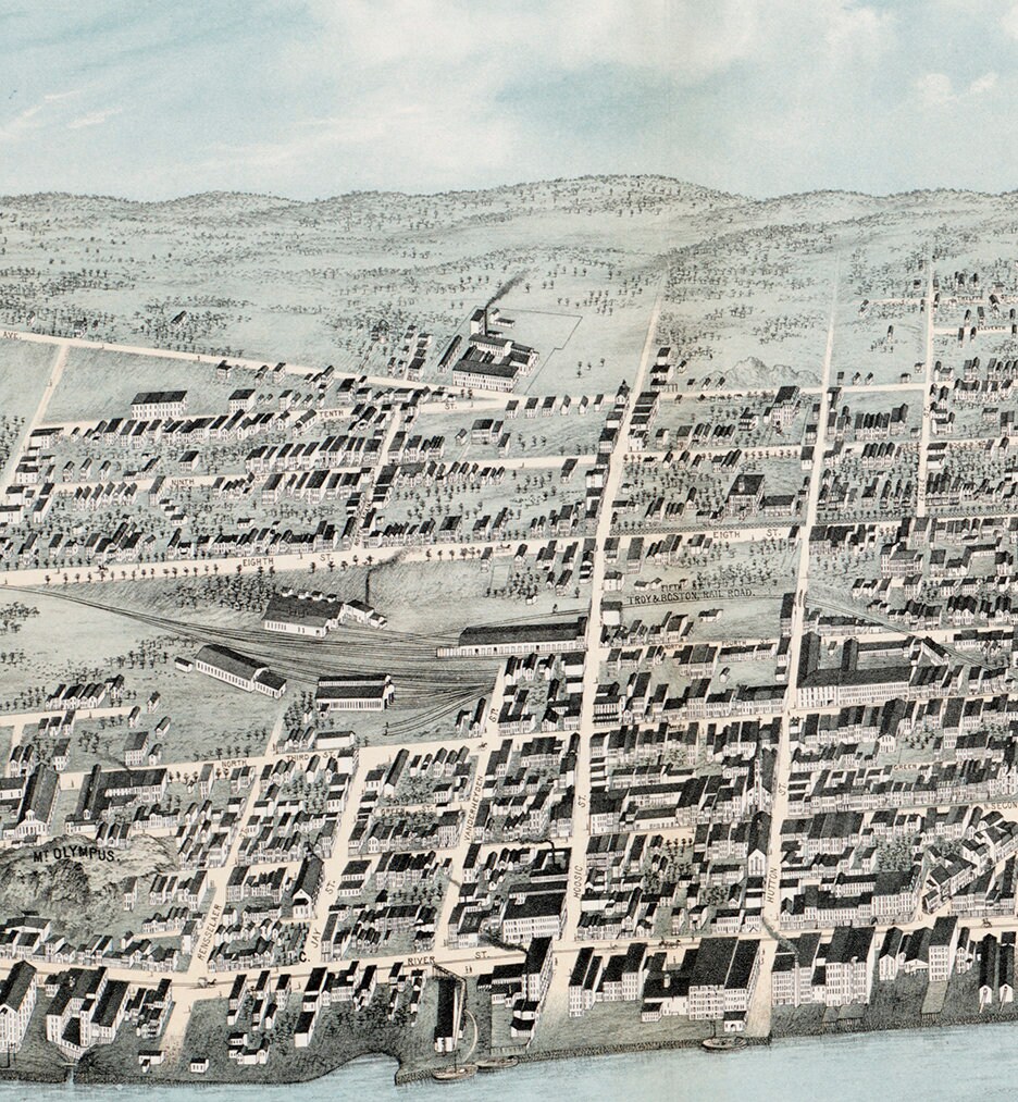 Map of Troy, Rensselaer Co, N.Y. 1877. Vintage Restoration Hardware ...