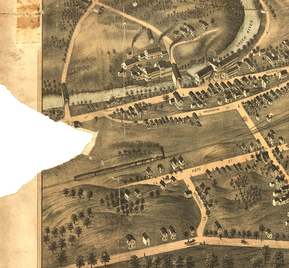 Map of Greenfield Franklin County. Massachusetts MA 1877. | Etsy