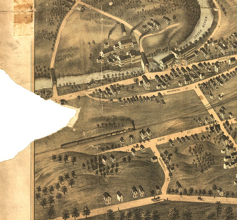 Map of Greenfield Franklin County. Massachusetts MA 1877. - Etsy