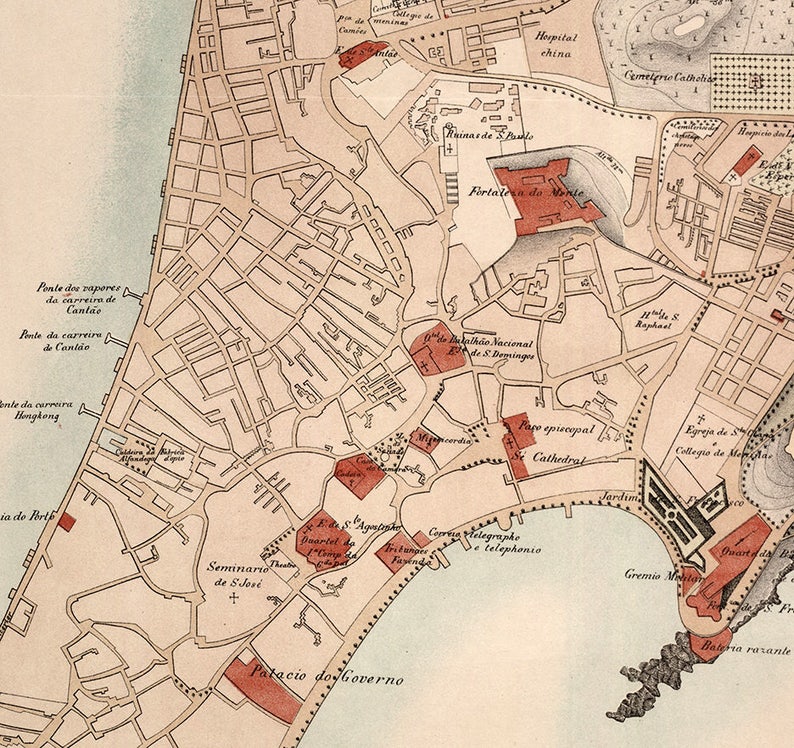 Map of Macau 澳門 China 1889. Vintage Restoration Hardware - Etsy