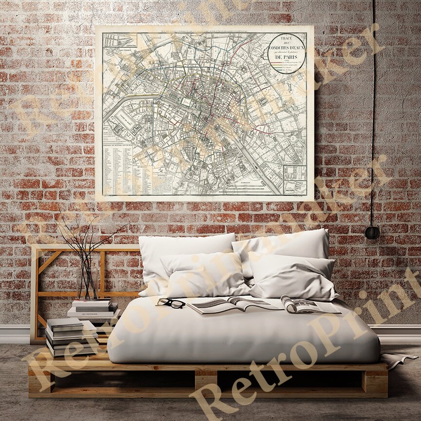 Map of Paris France 1820. Restoration Hardware Home Deco | Etsy