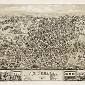 Map of Mt Vernon , Westchester CO., New York NY. 1883 Map. Vintage ...