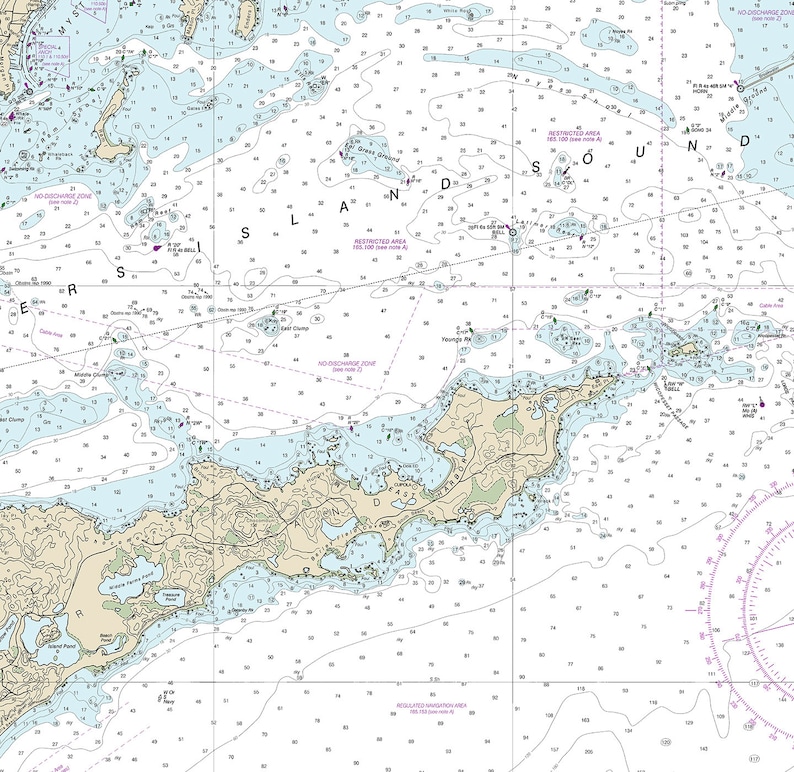 Nautical Charts of Fishers Island Sound 13214 New York. Rhode - Etsy