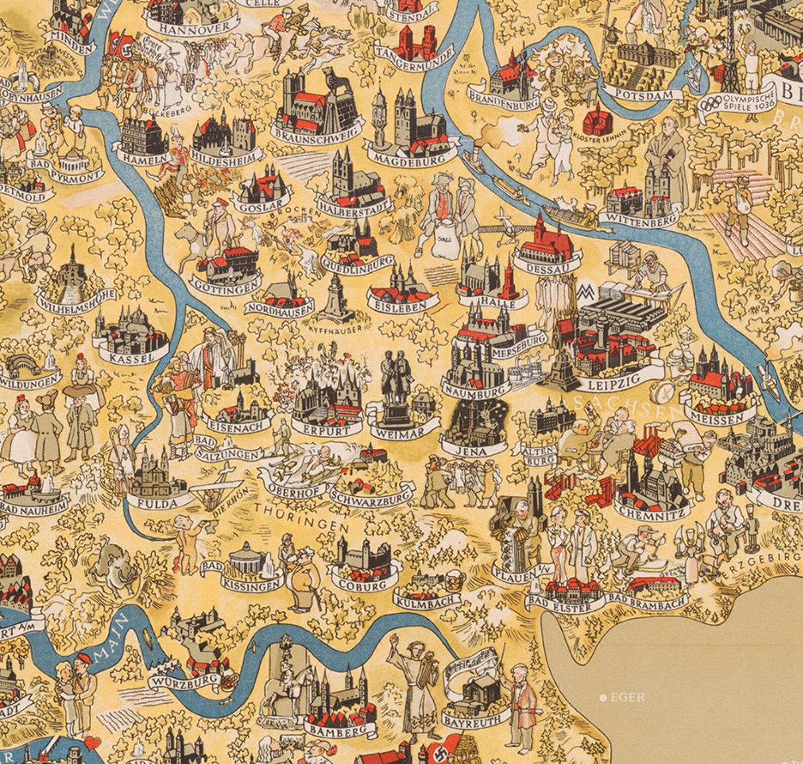 Pictorial Map of Germania germany. Restoration Hardware Home - Etsy