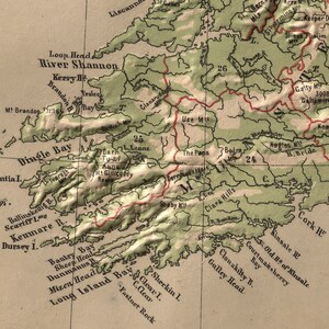 Map of Ireland, 1880. Vintage Restoration Hardware Home Deco Style Old ...