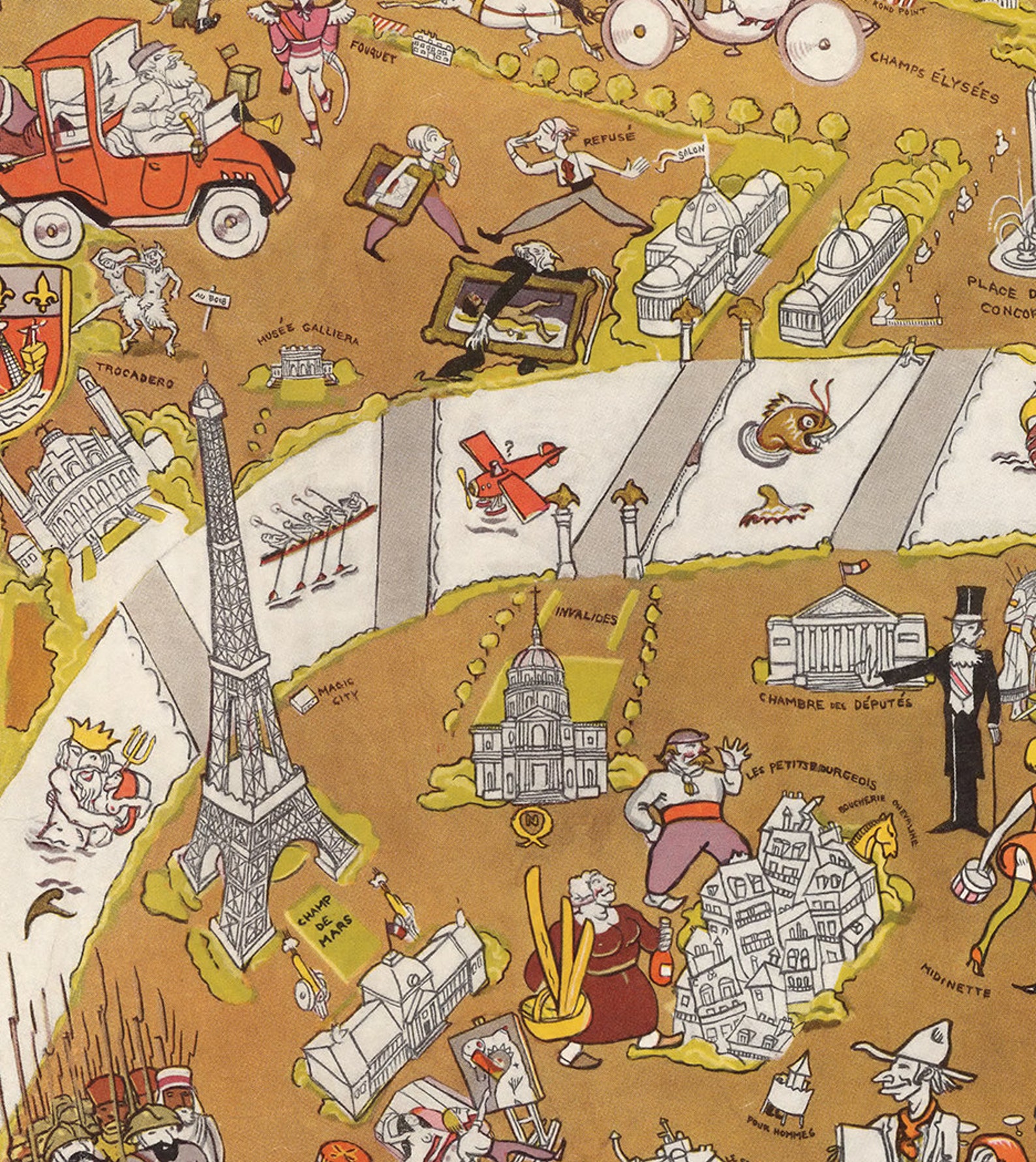 Map of Paris France 1930 by Arthur Zaidenberg. Restoration - Etsy