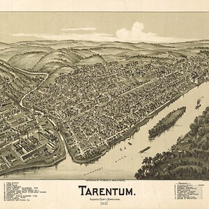 Map of Tarentum, Allegheny Co., Pennsylvania PA 1901. Vintage ...