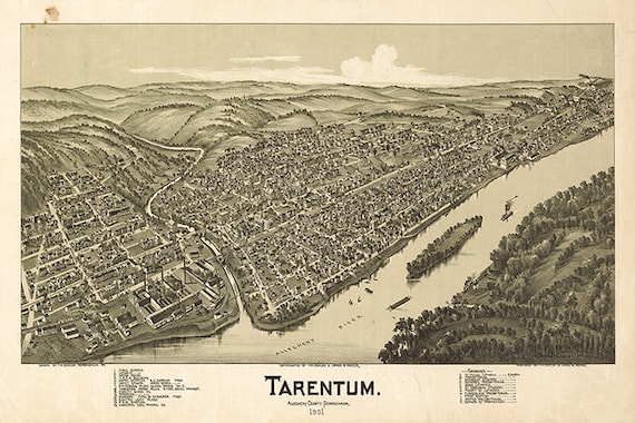Map of Tarentum Allegheny Co. Pennsylvania PA 1901. Vintage | Etsy