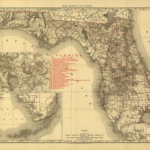 Guide of Florida Showing All Railroads, Towns, Villages, Post Offices ...