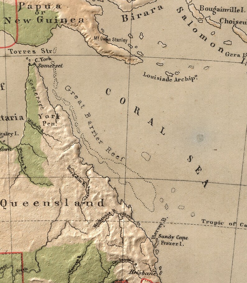 Map of Australia 1880 Home Deco Style Old Wall Vintage - Etsy Sweden