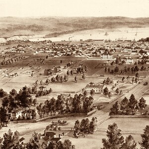 Map of Hamilton, Ontario in 1859, Showing Harbor in Distance; With Key ...