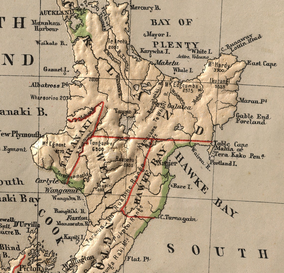Map of New Zealand, 1880. Vintage Home Deco Style Old Wall Reproduction ...