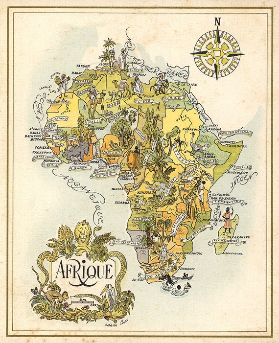 Art & Collectibles Vintage home Deco Style old wall reproduction map ...