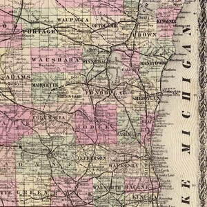 Map of the Wisconsin, Lake Superior and Upper Peninsula, Michigan MI ...
