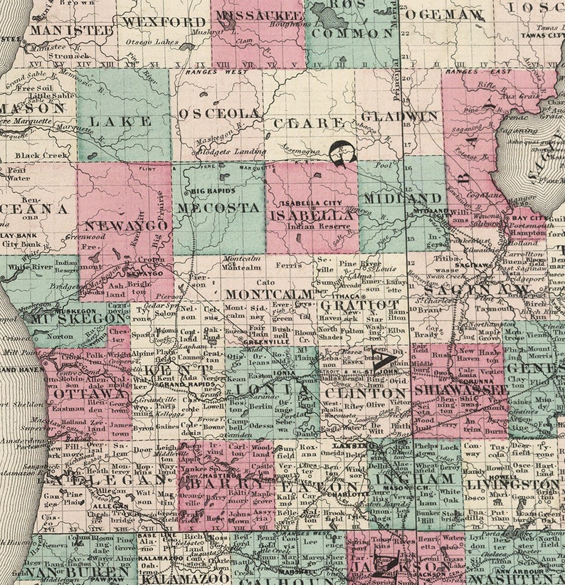 Map of the Wisconsin Lake Superior and Upper Peninsula 1864. | Etsy