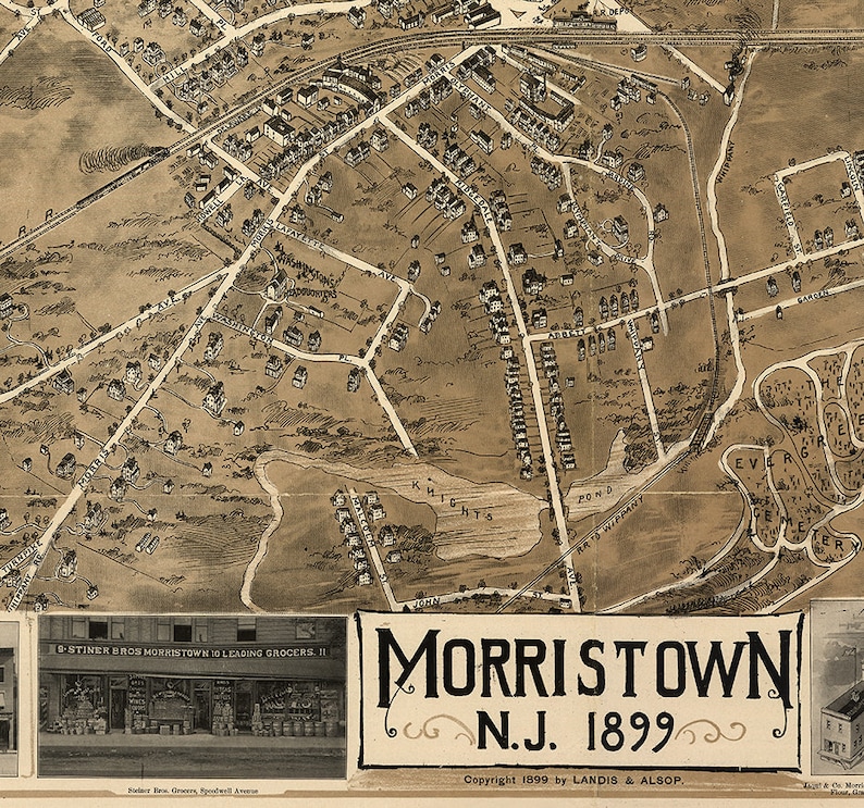 Map of Morristown, Morris Co., New Jersey 1899. Vintage Restoration ...