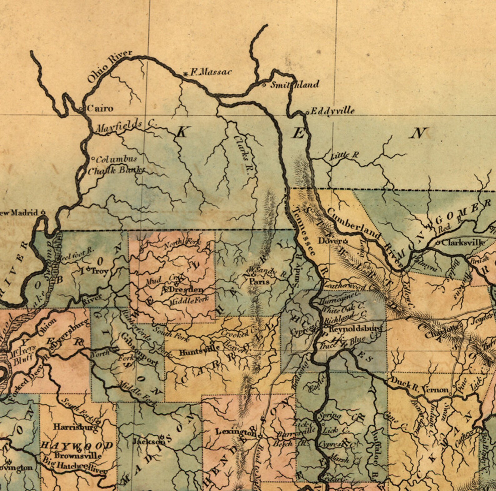 Map of Tennessee, 1826. Restoration Hardware Home Deco Style Old Wall ...