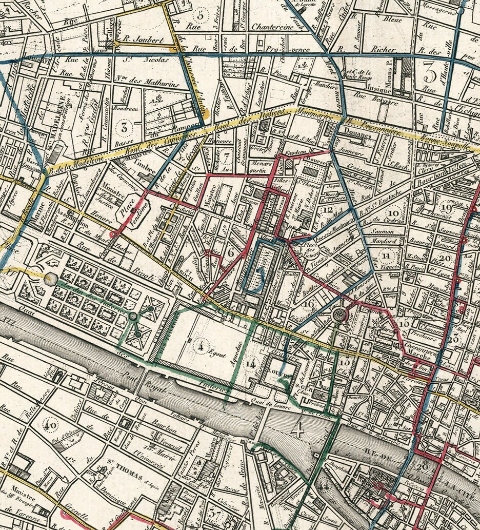 Map of Paris France 1820. Restoration Hardware Home Deco | Etsy