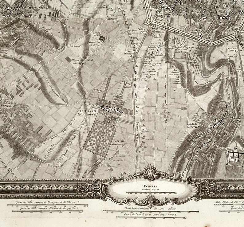 Map of Paris, France, 1795. Restoration Hardware Home Deco Style Old ...