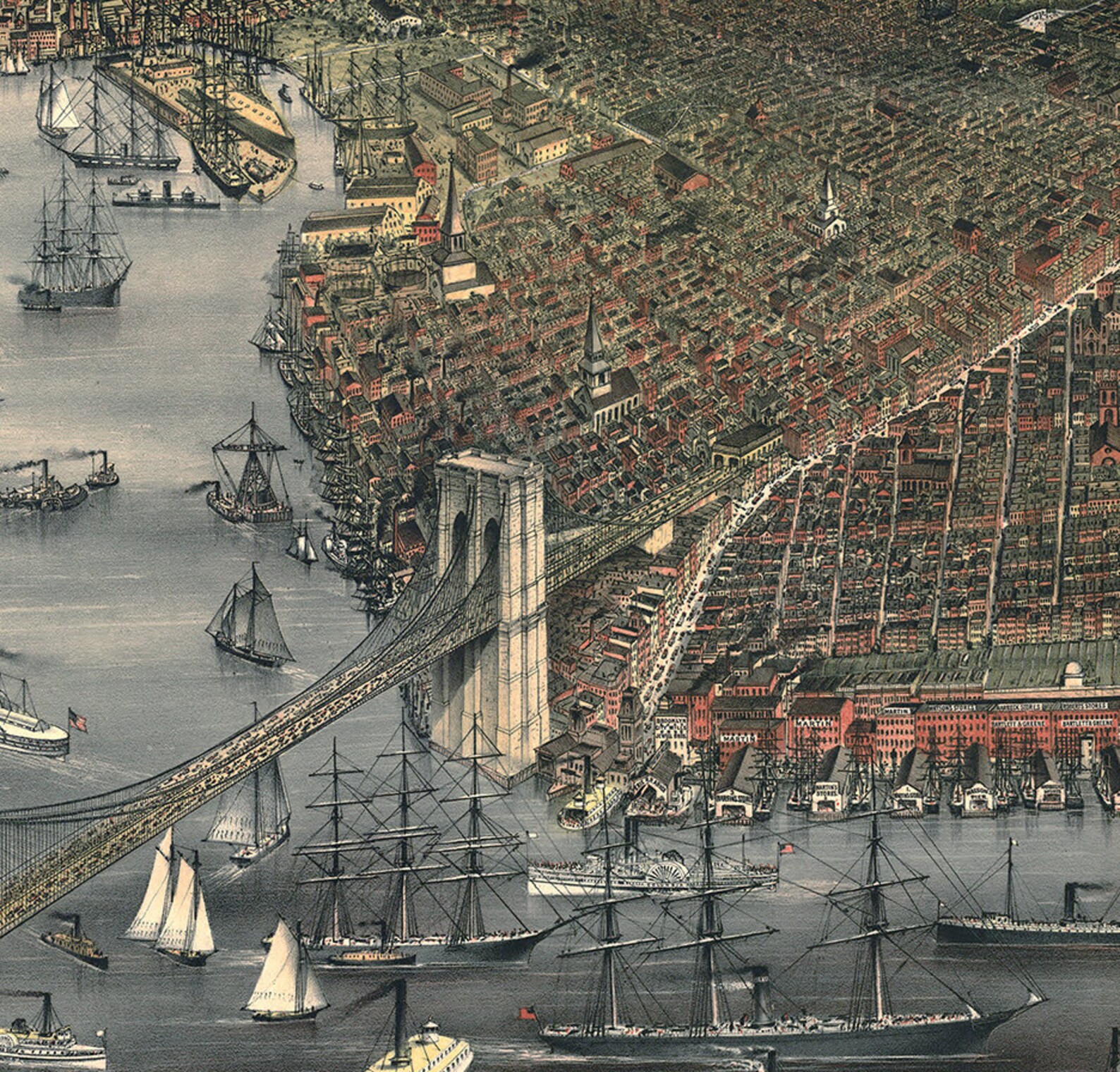 The City of Brooklyn, New York. Currier & Ives. 1879 Vintage ...