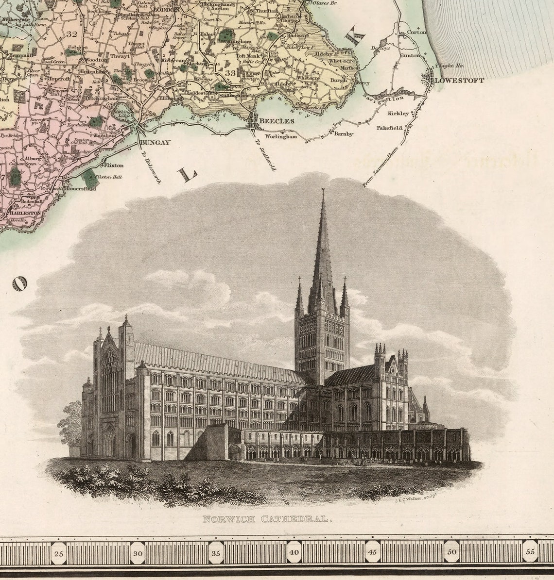 Map of Norfolk England UK 1831. Vintage Home Deco Style Old | Etsy