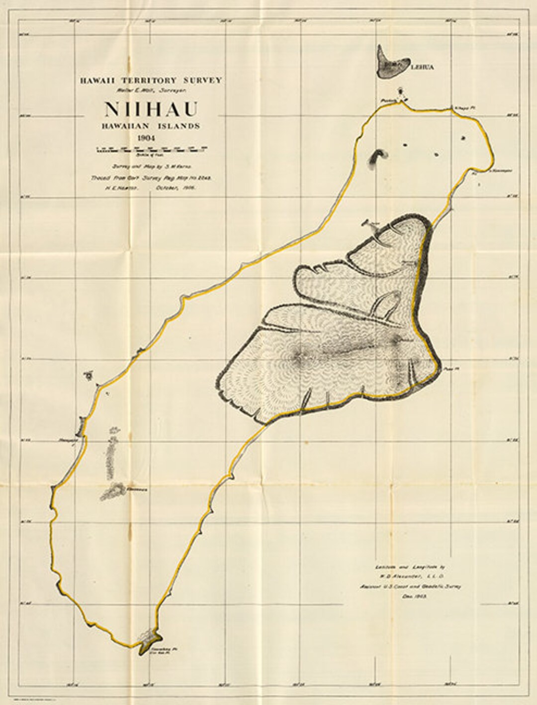 Map of Niihau, Hawaiian Islands, 1906. Restoration Hardware Home Deco ...