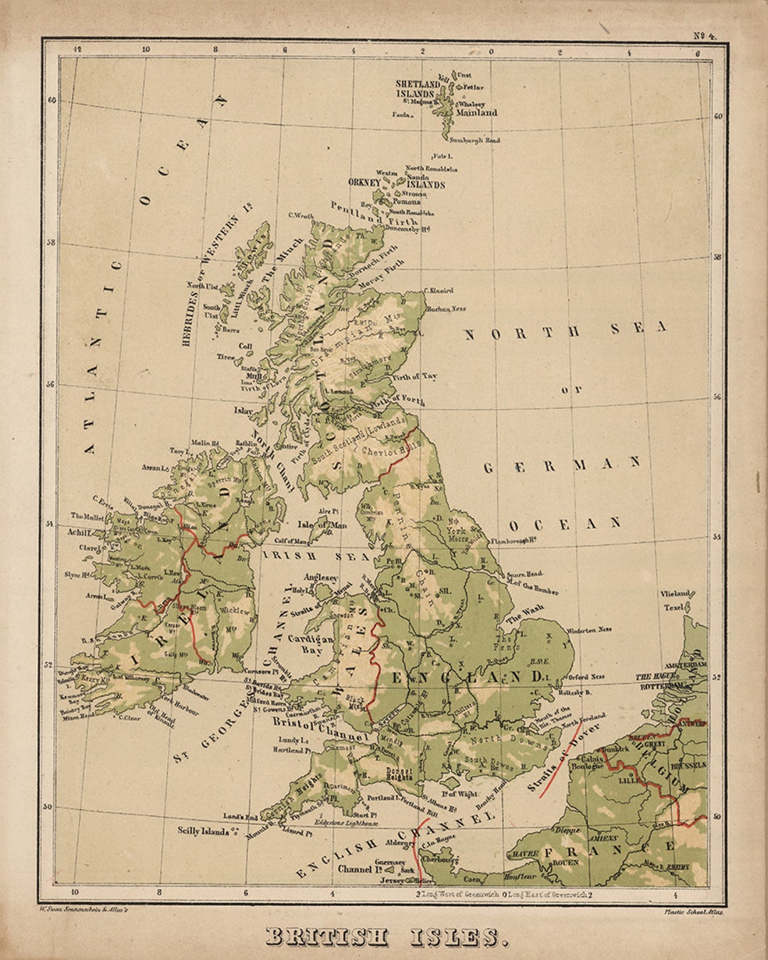 Map of British Isles, 1880. Vintage Restoration Hardware Home Deco ...