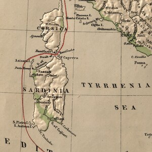 Map of Italy, 1880. Vintage Home Deco Style Old Wall Reproduction Map ...