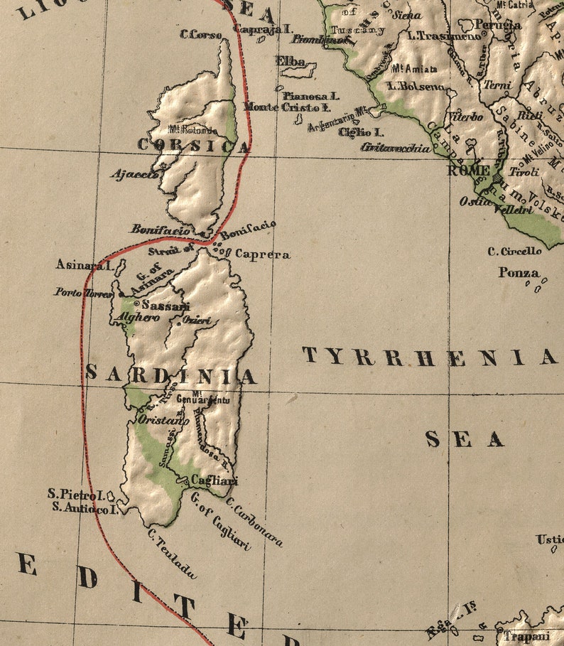 Map of Italy 1880. Vintage Home Deco Style Old Wall | Etsy