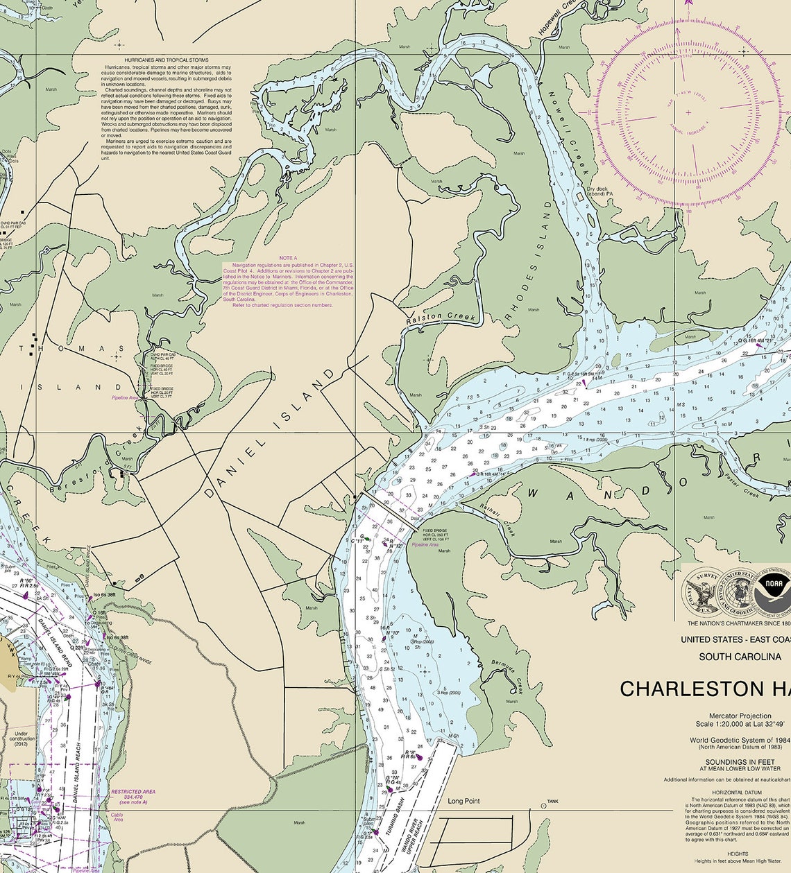 NOAA Nautical Charts of Charleston Harbor. 11524 Shipyard and Clouter ...