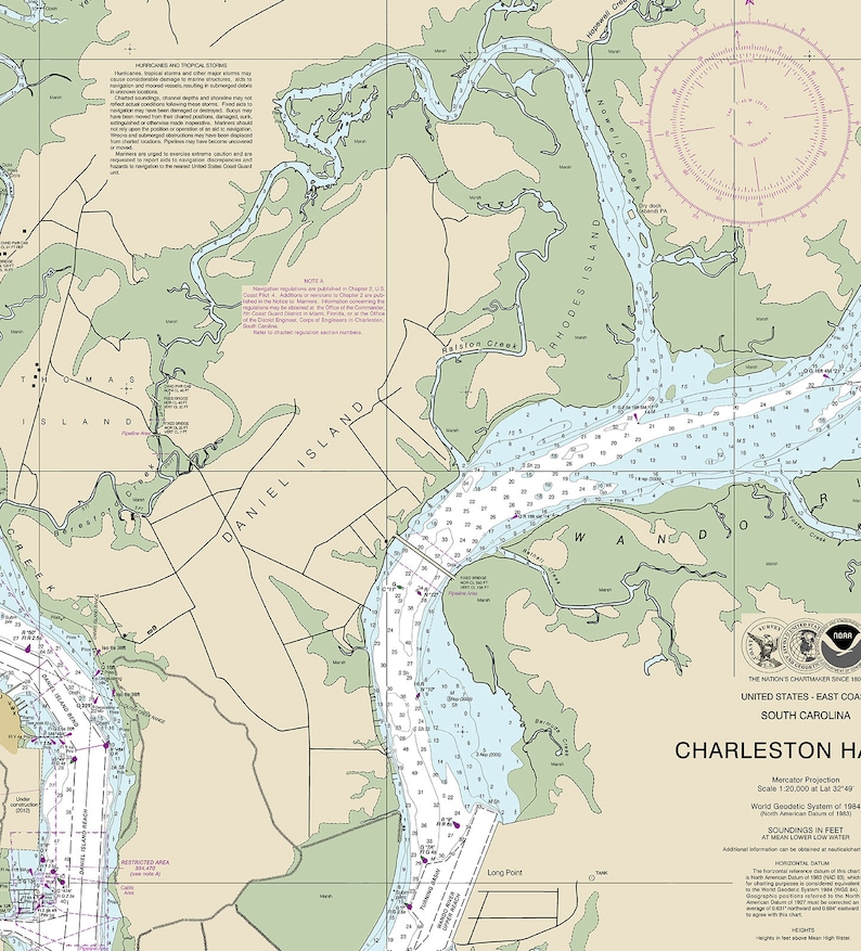 NOAA Nautical Charts of Charleston Harbor. 11524 Shipyard and Clouter ...
